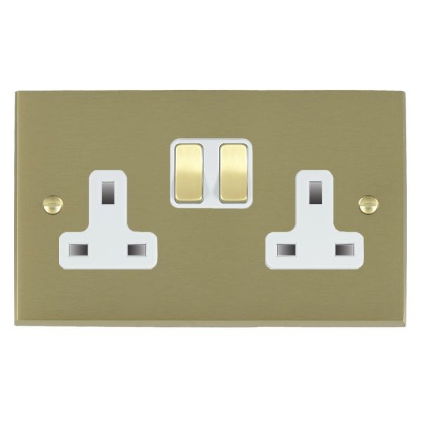 Hamilton Cheriton Victorian Satin Brass 2 Gang 13A Double Pole Switched ...