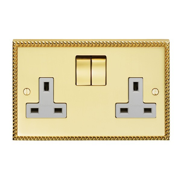 Eurolite Georgian Polished Brass 2 Gang 13amp Double Pole Switched ...