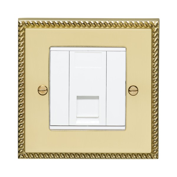 Eurolite Georgian Polished Brass 1 Gang Data Socket with White Insert ...