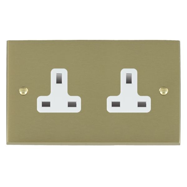 Hamilton Cheriton Victorian Satin Brass 2 Gang 13A Unswitched Socket ...