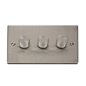 Click Triple Stainless Steel Dimmer Switch, Switches and Sockets, UK ...