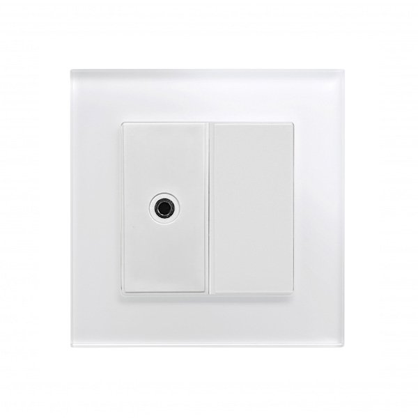 Retrotouch Crystal White Plain Glass 3.5mm Jack/Audio Socket | UKES