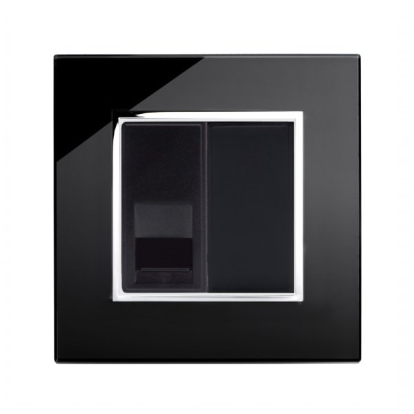 Retrotouch Crystal Black Chrome Trim 13A Single Switched Socket | UKES