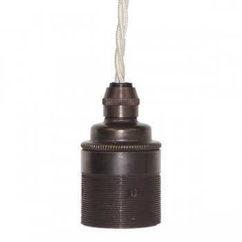 Edison Screw Pendant Set (1 Metre) with Bronze Ceiling Rose, Cream ...