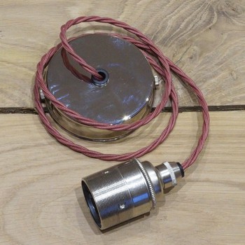 Edison Screw Pendant Set (1 Metre) with Old English Nickel Ceiling Rose ...