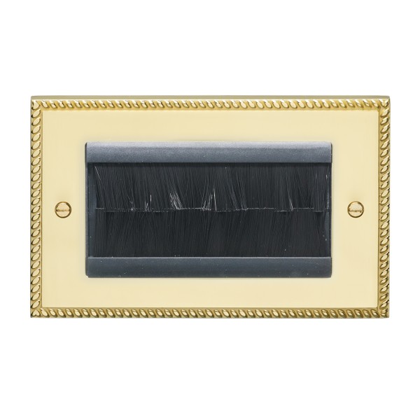 Eurolite Georgian Polished Brass 2 Gang Brush Plate with Black Insert ...