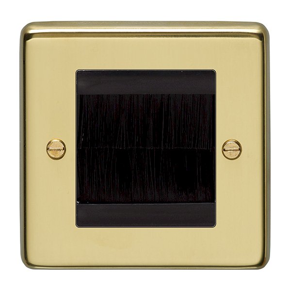 Eurolite Stainless Steel Polished Brass 1 Gang Brush Plate with Black ...