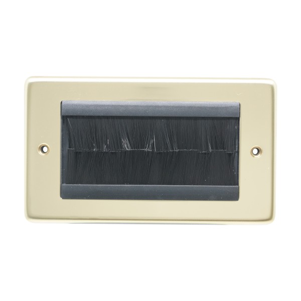 Eurolite Stainless Steel Polished Brass 2 Gang Brush Plate with Black ...