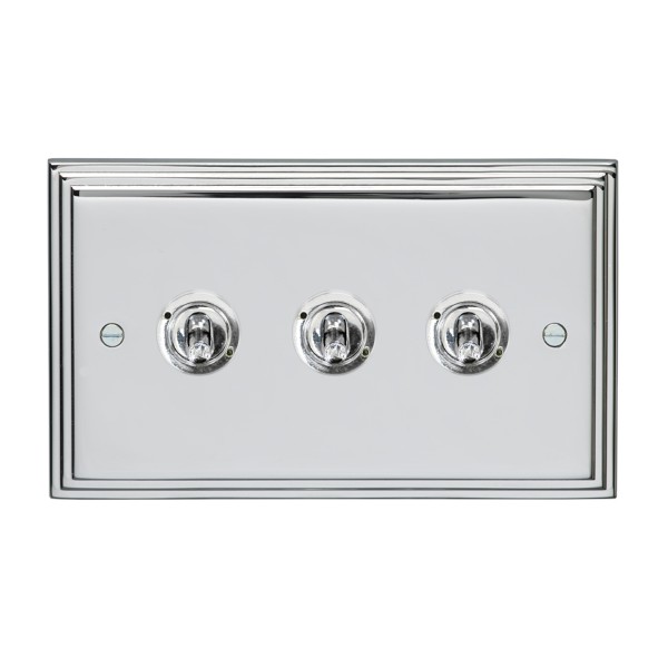 Eurolite Stepped Edge SPCT3SW Polished Chrome 3 Gang 10 Amp 2 Way ...