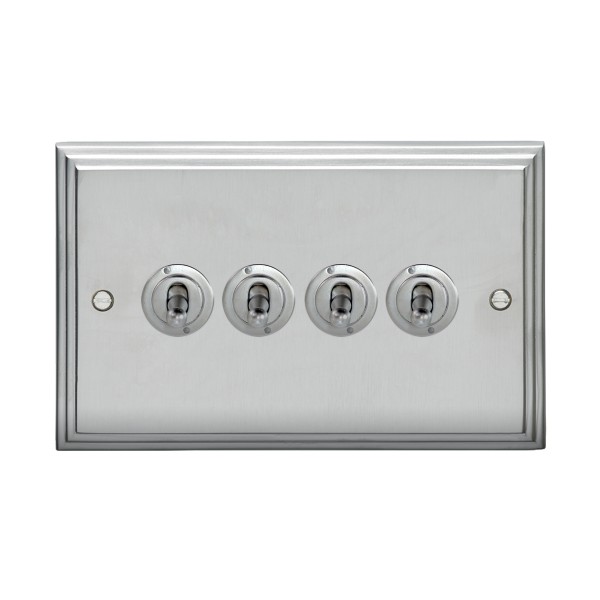Eurolite Stepped Edge Satin Chrome 4 Gang 10 Amp 2 Way Toggle Switch ...