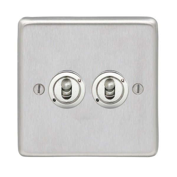 Eurolite Stainless Steel Satin Stainless 2 Gang 10 Amp 2 Way Toggle ...