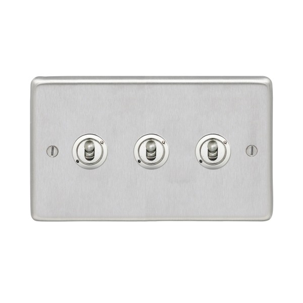 Eurolite Stainless Steel Satin Stainless 3 Gang 10 Amp 2 Way Toggle ...
