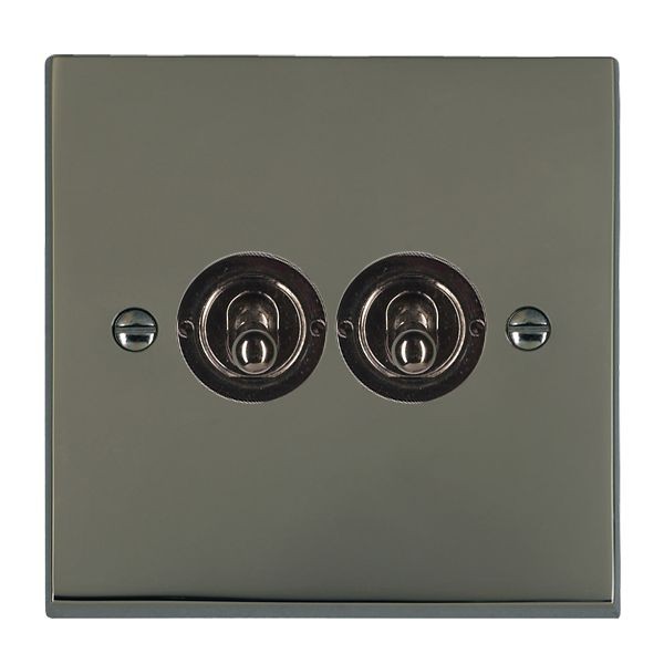 Hamilton Cheriton Victorian Black Nickel 2 Gang 20AX 2 Way Toggle ...