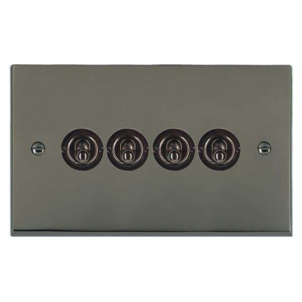 Hamilton Cheriton Victorian Black Nickel 4 Gang 20AX 2 Way Toggle ...