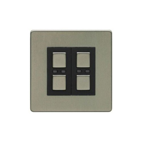 LightwaveRF Stainless Steel 2 Gang 1-way Dimmer 250W | UKES