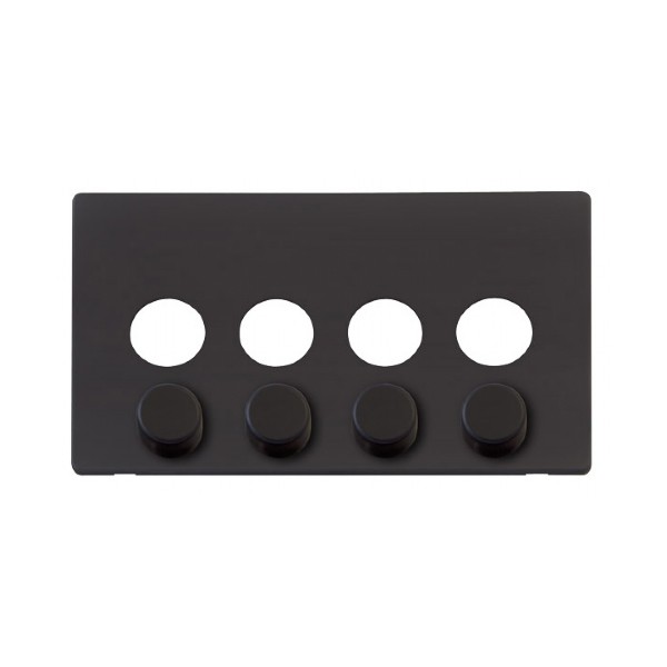 Click Definity Matt Black 4 Gang Dimmer Cover Plate with Matt Black ...