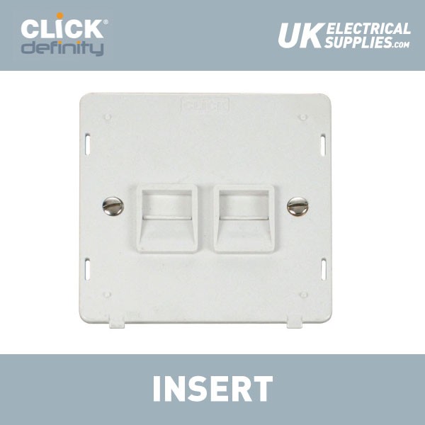 Click Definity Flat Plate Screwless Twin Polar White Telephone Master ...