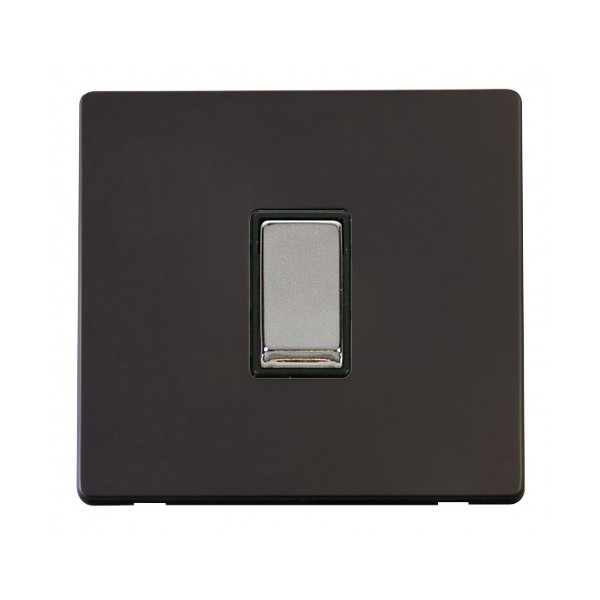 Click Definity Flat Plate Screwless 10AX 1 Gang 2 Way Black Insert with ...