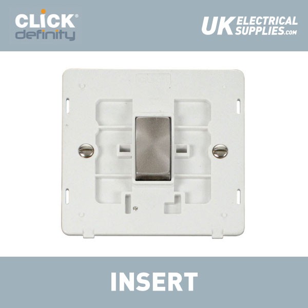 Click Definity Flat Plate Screwless 10AX 1 Gang 2 Way Polar White ...