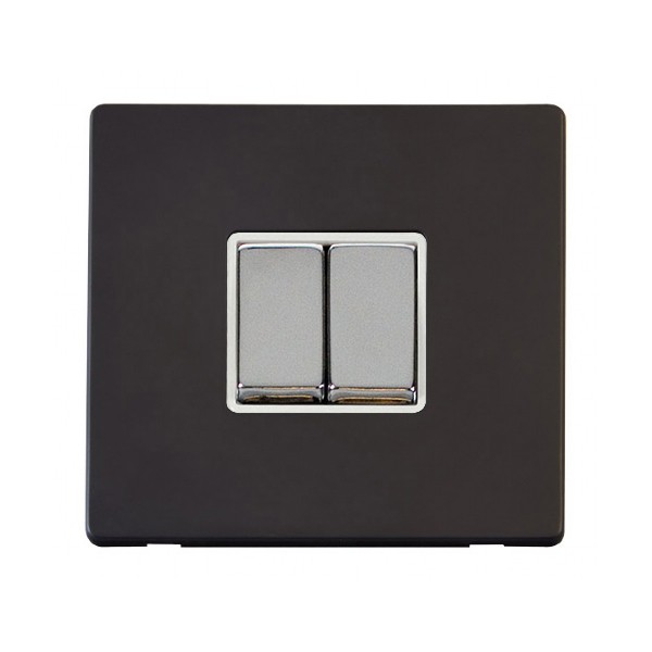 Click Definity Flat Plate Screwless 10AX 2 Gang 2 Way Polar White ...