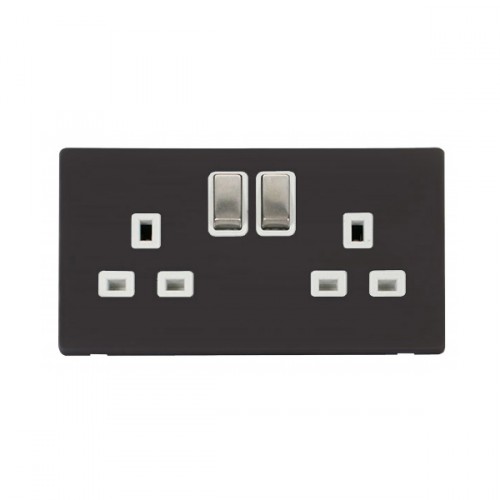 Click Definity Flat Plate Screwless UK 2 Gang 13A Ingot Switched Socket ...