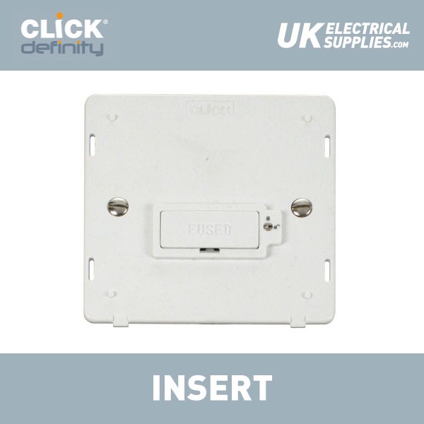 Click Definity Flat Plate Screwless Lockable 13A Polar White Fused ...
