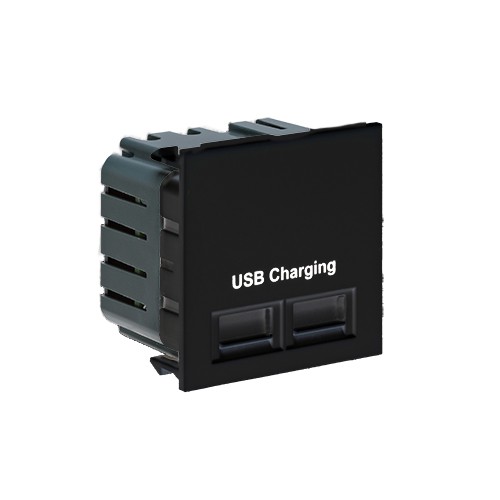 MK Electric Logic Plus™ Black 2A Dual USB Charging Euro Module | UKES