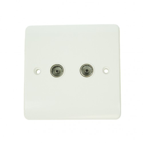 Click Mode White PVC Twin Coaxial Socket, Switches and Sockets, UK ...