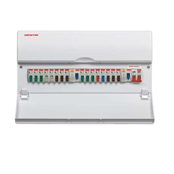 Contactum 10 Way Populated Dual Split Consumer Unit 80A Dual RCD | UKES