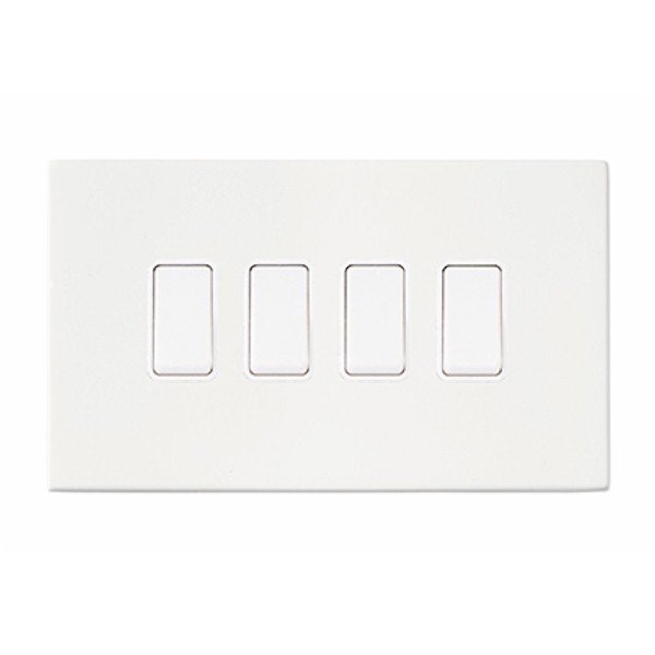Hamilton Hartland CFX Gloss White 4 Gang 10AX 2 Way Switch with White ...