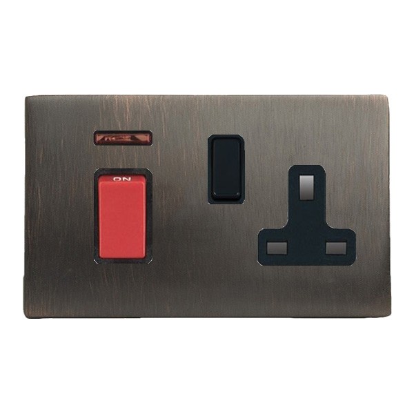 Hamilton Hartland CFX Etrium Bronze 45A Double Pole Switch with Red ...