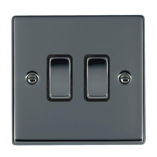 Hamilton Hartland Black Nickel 2 Gang Push To Make Retractive Switch ...