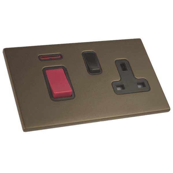 Hamilton Hartland CFX Richmond Bronze 45A Double Pole Switch with Red ...