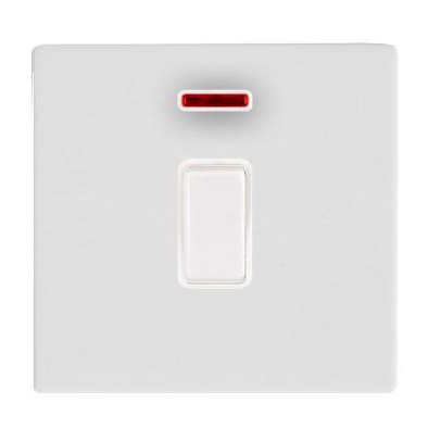 Hamilton Sheer CFX Gloss White 1 Gang 20AX Double Pole Switch and Neon ...