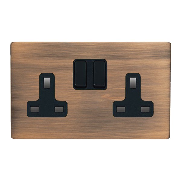 Hamilton Sheer CFX Copper Bronze 2 Gang 13A Double Pole Switched Socket ...
