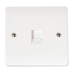 Click Mode Single White RJ45 PVC Data Outlet | UKES