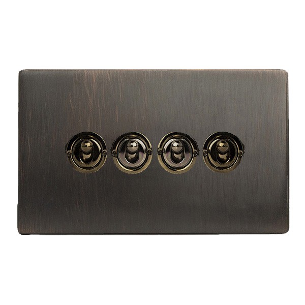 Hamilton Sheer CFX Etrium Bronze 4 Gang 20AX 2 Way Toggle Switch with ...