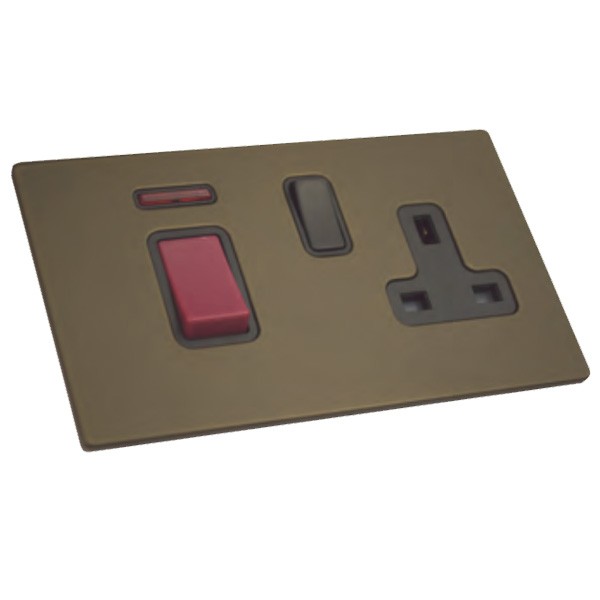 Hamilton Sheer CFX Richmond Bronze 45A Double Pole Switch with Red ...