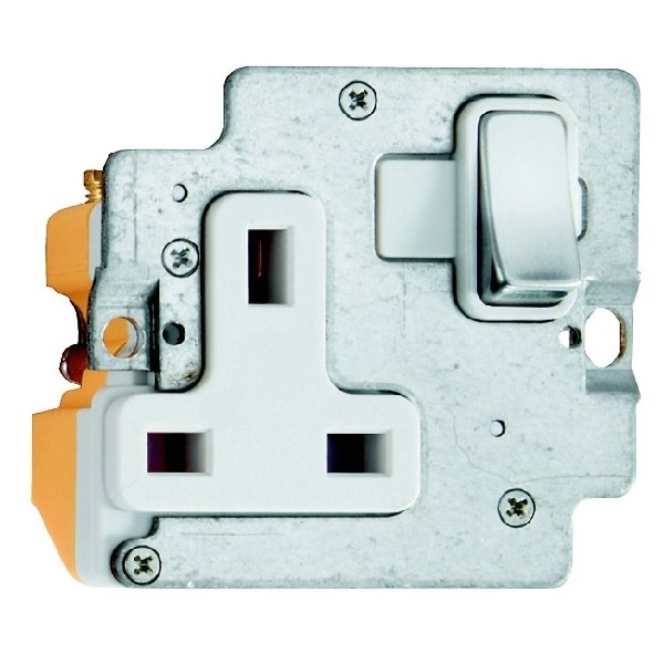 Hamilton GRID-IT 13A Double Pole Switched Socket Module with Satin ...