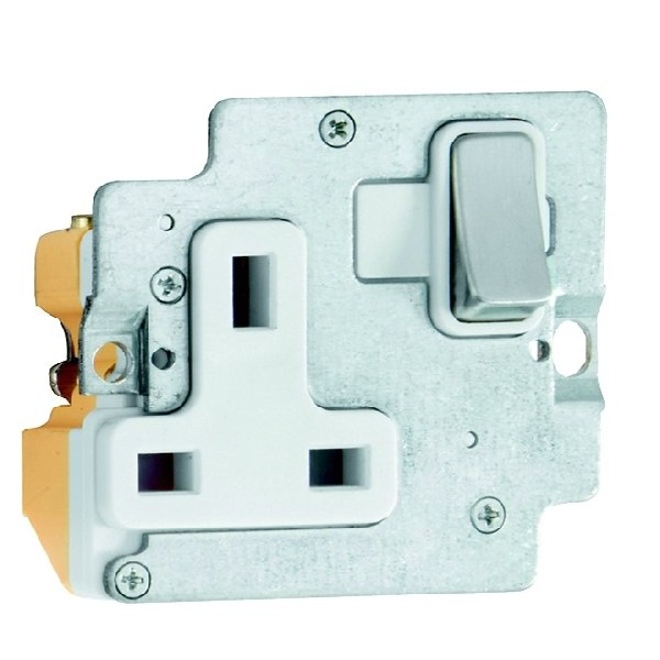 Hamilton GRID-IT 13A Double Pole Switched Socket Module with Satin ...