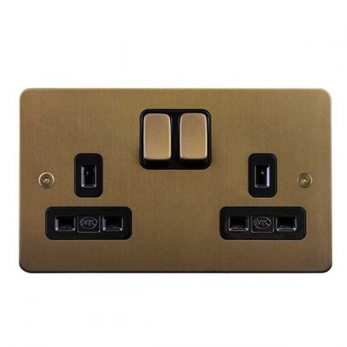 Focus SB Uxbridge UBA18.2B 2 gang 13 amp switched socket in Bronze ...