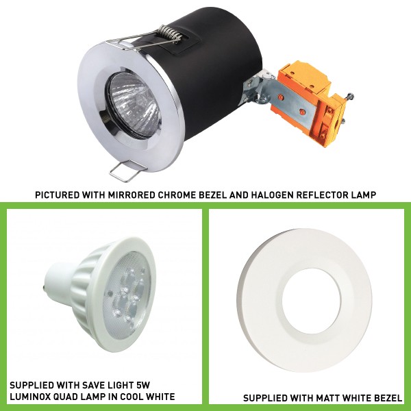 Save Light Orange-MWHT/CW Fixed Fire Rated 240V Downlight Matt White ...