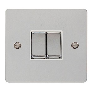 Click Double 10amp Polished Chrome Plate Switch with White Inserts ...