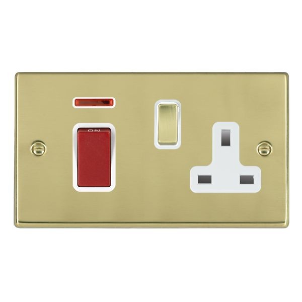 Hamilton Hartland Polished Brass 45A Double Pole Switch with Red Rocker ...