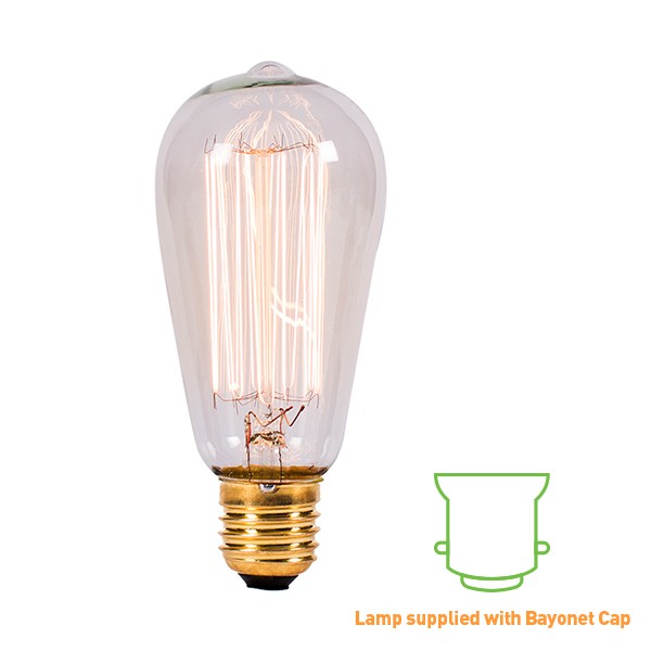 BELL Lighting 01480 60W Clear Vintage Squirrel Cage Bulb (BC/B22) | UKES