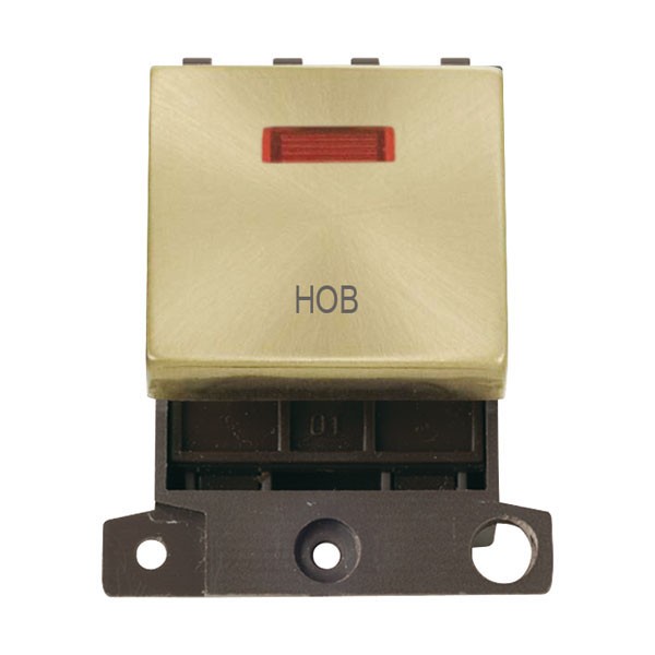 Click MiniGrid Satin Brass 20A Double Pole Hob Ingot Switch Module with ...