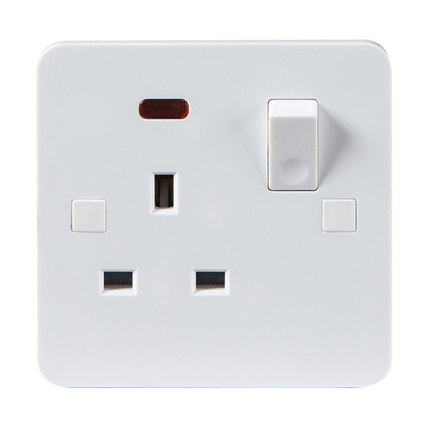 Knightsbridge Pure Slimline 13A DP 1G Switched Socket with Neon White ...