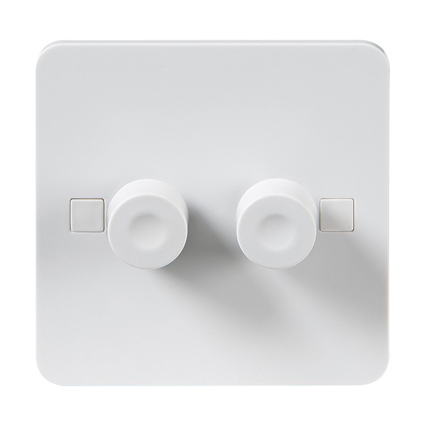 Knightsbridge Pure Slimline 2G 400W Leading Edge Dimmer White | UKES