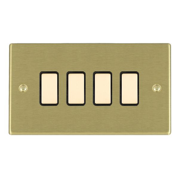 Hamilton Hartland Satin Brass 4 Gang 250W/210VA Multi-Way Touch Master ...