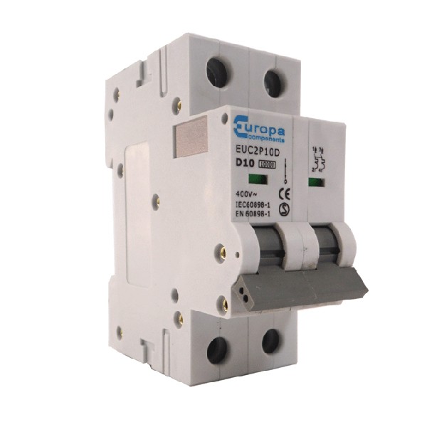 Europa EUC2P10D 10amp Type D 10kA Double Pole MCB | UKES